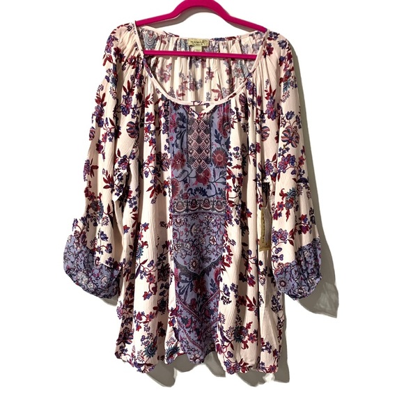 ONE WORLD | Tops | One World Womens Floral Tunic Top Semi Sheer 34 ...
